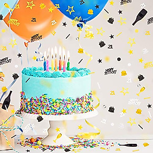 3000 Pieces 21th Birthday Confetti 21 Number Confetti 21th Party Confetti Metallic Foil 21 Table Scatter Confetti Decorations for 21 Birthday Party DIY Arts and Crafting, Gold, Black and Silver