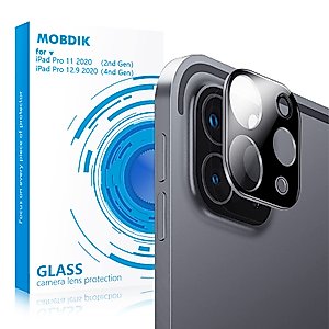 MOBDIK [2 Pack Camera Lens Protector Compatible with iPad Pro 11 (2022/2021/2020) & iPad Pro 12.9 (2022/2021/2020), Easy to Install, Anti-Scratch, 9H Tempered Glass Protection - Black