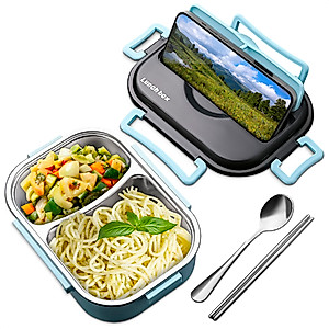 Lunch Containers for Adults - Bento Lunch Box with Compartments for Hot Food Warmer - Hot Lunch Box Accessories for Adults - Stainless Steel Food Storage Container Lunch Box - Portable Lunch Warmer