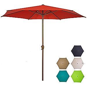 Ogrmar 7.5 FT Patio Umbrella Outdoor Table Umbrella with Push Button Tilt and Crankfor Terrace, Backyard, Garden, Courtyard, Swimming Pool, Lawn (Dark Red)