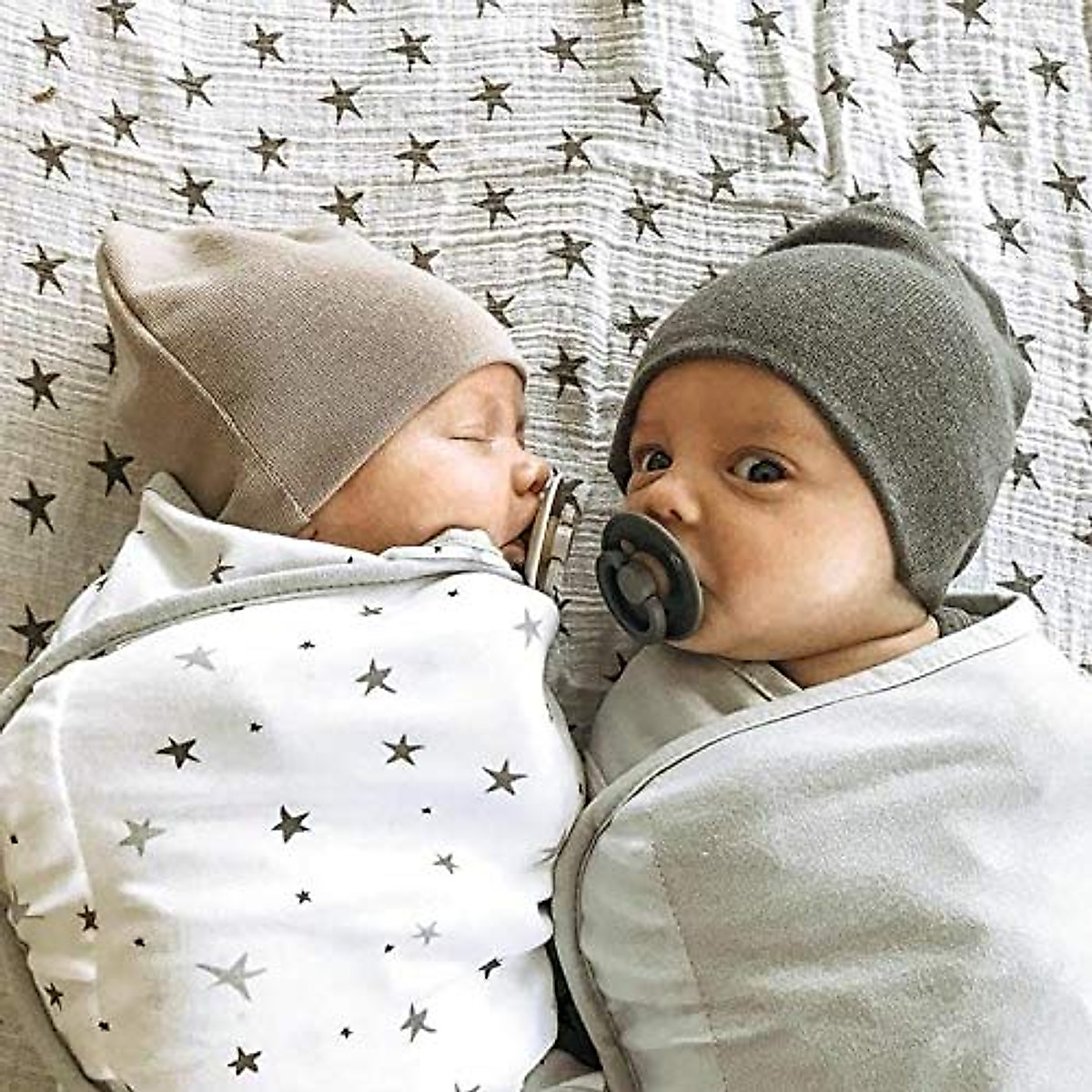 Ely's & Co. Adjustable Swaddles for Newborn, Baby Swaddles 0-3 Months, Velcro Swaddle Sack for Baby Girl/Boy, 2 Pack (Grey Star)