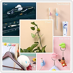 Thumb Wall Hooks for Hanging, 14pcs Self Adhesive Thumb Cable Organizer Clips No Punching Key Hook Holder Wall Hangers, Multifunctional Nails-Free Utility Silicone Hooks Desk Wire Management Storage