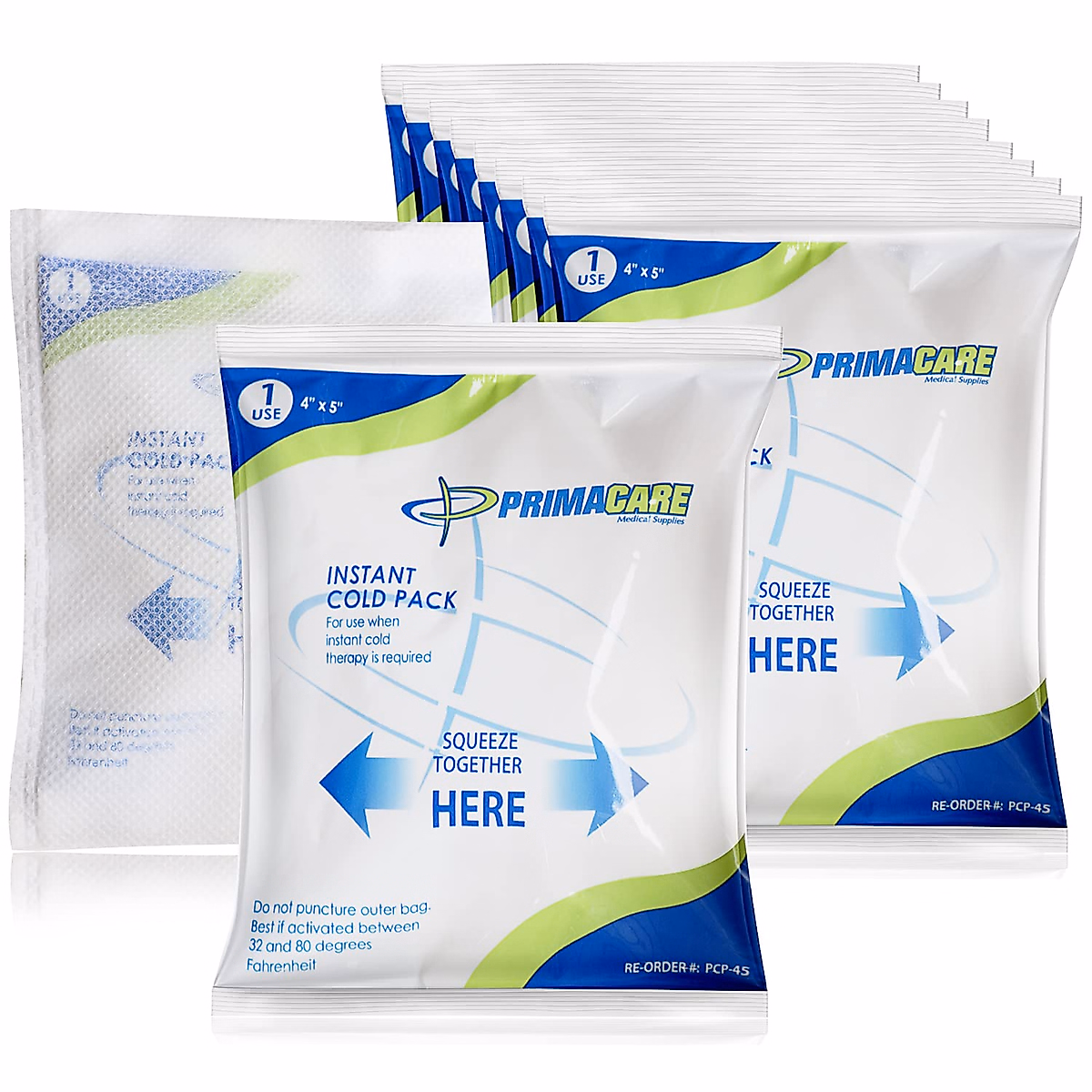 PrimaCare PCP-45 Disposable Instant Cold Therapy Ice Pack for Injuries, First Aid Ice Pack for Instant Pain Relief, 4"x5" Pack of 24