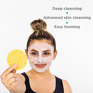 TiwinTi 60 Count Compressed Facial Sponges - Natural Wood Pulp Round Esthetician Face Sponges for Cleansing, Daily Face Washing, Exfoliating Makeup, and Mask Removal (Yellow)