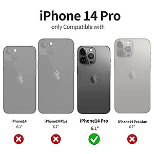 Cardpakee Phone Case for iPhone 14 Pro Case with Card Holder, Fine Hole Camera for iPhone 14 Pro Case Wallet, Leather Wallet Phone Case for iPhone 14 Pro Wallet Case for Women Men 6.1 Inch Black