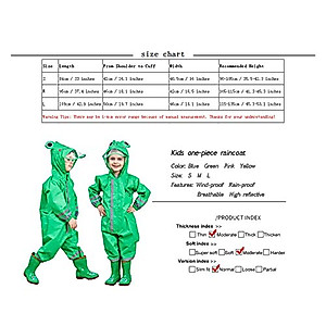 Vmonyco Kids One Piece Rainsuit Toddler Raincoat Waterproof Girls Lightweight Rain Coats/Jacket Girls Boy Green