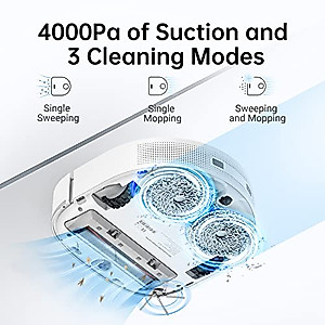 Dreametech W10 Robot Vacuum and Mop Combo, Sweeping, Mopping, Washing and Drying 4in1, White