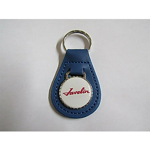 JAVELIN SCRIPT EMBLEM LOGO LEATHER KEYCHAIN - DARK BLUE