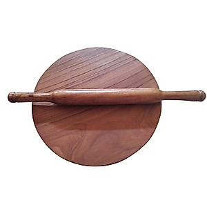 Wooden Belan Chakla, Wooden Chakla Belan, Wooden Circular Board with Rolling Pin