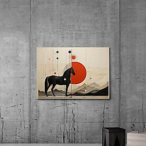 Majestic Black Stallion Galloping In The Clouds, Black Horse On Salt Flats, Canvas Print, Black Horse Print, Black Horse Wall Art