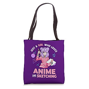 Just A Girl Who Loves Anime and Sketching Drawing Art Tote Bag