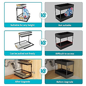 Bravace Under Sink Organizer and Storage - 2-Tier Pull Out Cabinet Organizer with Sliding Drawer L-shape Sliding Shelf Storage Under Bathroom Sink Storage for Kitchen Bathroom(White)