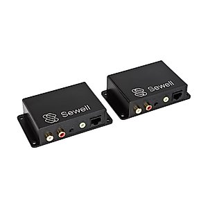 Sewell Sound Link Audio over single cat5e or cat6, 3.5mm or RCA, 600m or 2000 ft, bi-directional, up to two inputs/outputs Black