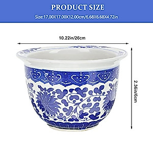 GANAZONO Outdoor Planters Blue and White Porcelain Flower Pot with Porcelain Saucer Chinese Ceramic Plant Pots Balcony Planter Bonsai Pot for Garden and Indoor Plant Saucers