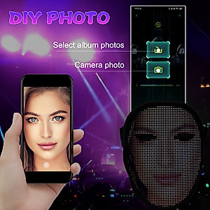 Led Mask with Bluetooth Programmable, Light up Face Mask, for Halloween Masquerade Costume Cosplay Party DJ, Coolest Mask