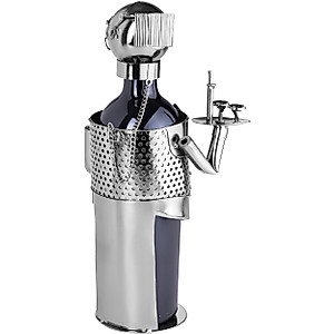 BRUBAKER Wine Bottle Holder Waiter - Metal Sculpture - Wine Rack Decor - Tabletop - with Greeting Card