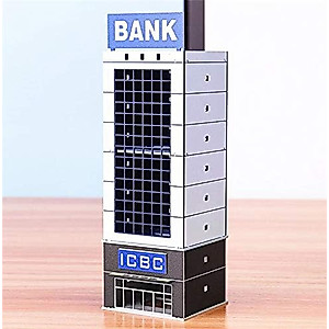 EatingBiting N Scale 1/150 1/144 Outland Sand Table Modern Bank Skyscraper Building Model Realism Scene for DIY Sand Table Garden Micro Landscape Ornaments Decor Supply Player Spray Painting