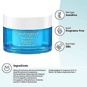 Neutrogena Hydro Boost Hyaluronic Acid Hydrating Water Gel Daily Face Moisturizer for Dry Skin, Oil-Free, Non-Comedogenic Face Lotion, 1.7 fl. oz