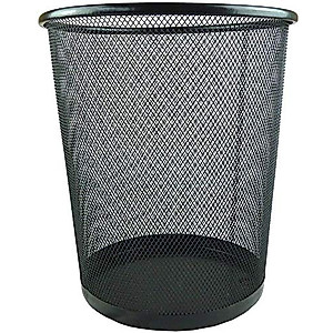 WhopperIndia Small Trash Can Round Mesh Waste Basket for Bathroom, Bedroom, Office and More, Wastebasket for Narrow Spaces, 4 Gallon Capacity