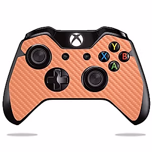 MightySkins Carbon Fiber Skin for Microsoft Xbox One or One S Controller - Solid Peach | Protective, Durable Textured Carbon Fiber Finish | Easy to Apply, Remove, and Change Styles | Made in The USA