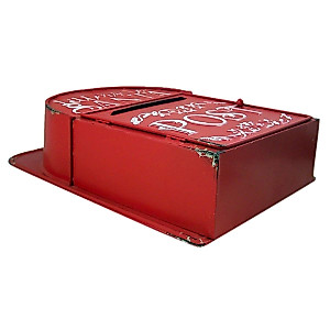 Wowser Distressed Hand Painted Red Metal Letters to Santa Mail Post Box, 15 1/4 Inch