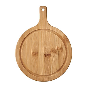Farberware Round Paddle Board with Juice Groove, 7.5x10 Inch, Bamboo