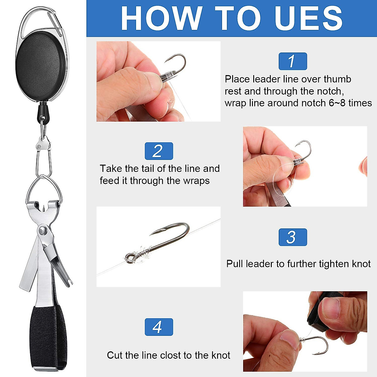 Skylety 8 Pieces Fly Fishing Tools Accessories Include 4 in 1 Fly Line Clipper Black Knot Tyer Fishing Line Nipper Fishing Hook Remover Forcep Retractors Keychains and Fishing Lanyard for Anglers