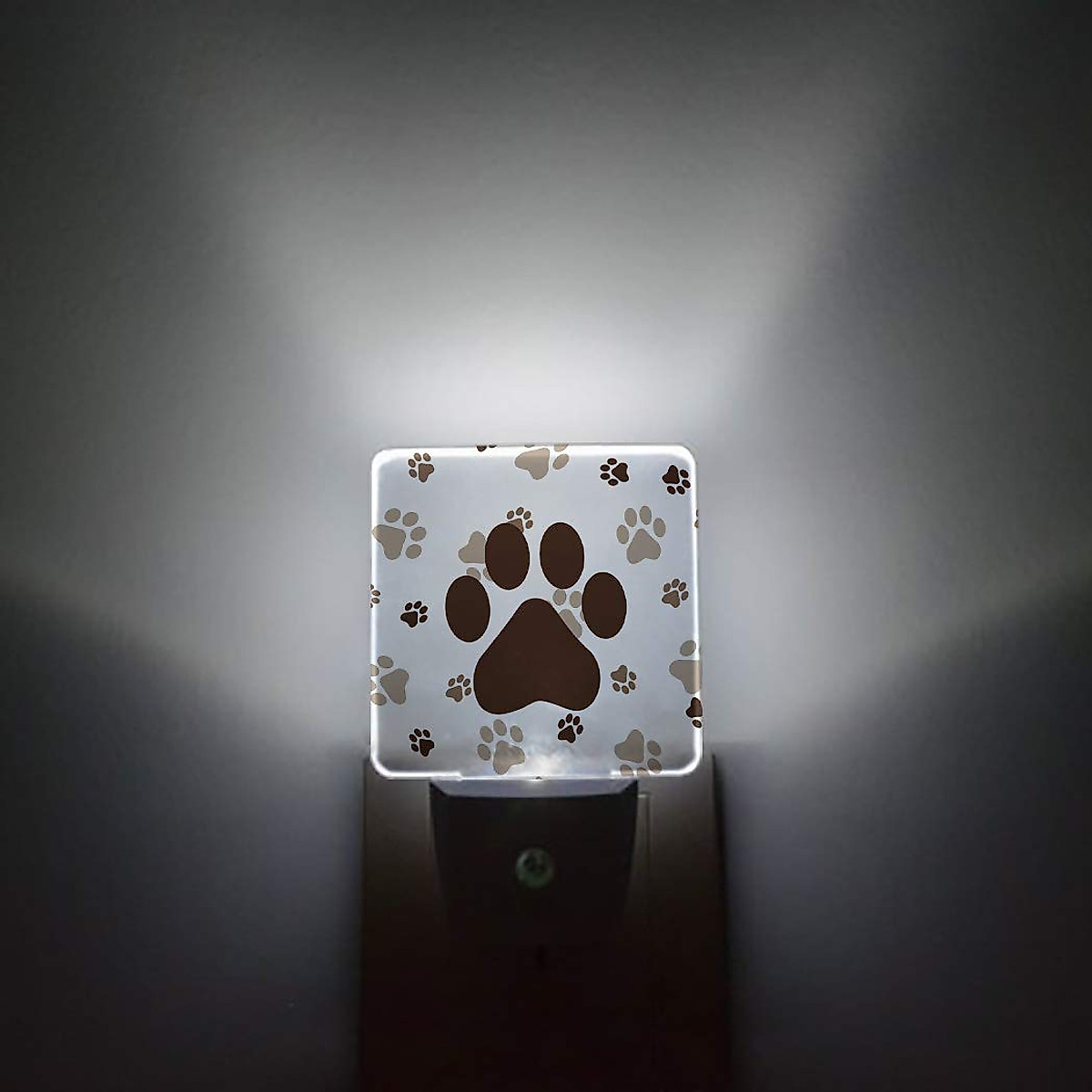 Nightlight Plug in LED Lights for Bedroom, Cute Pet Dog Paw Brown Night Lights Plug into Wall with Light Sensors Room Decor for Nursery Children Kids Boys Girls