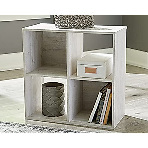 Signature Design by Ashley Paxberry Coastal 4 Cube Storage Organizer or Bookcase, Whitewash