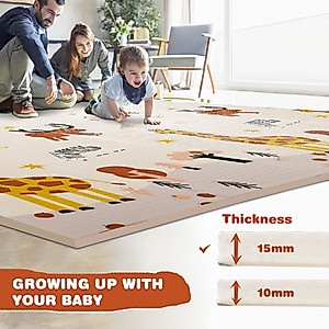 Richgv Baby Play Mat, Extra Large Soft Baby Crawling Mat Extra Thick 1.5cm Foam Play Mat for Baby, Waterproof Non-Toxic Crawl Mat Foldable Playmat for Infants Toddlers and Kids, 77.6X 69.7 Inches