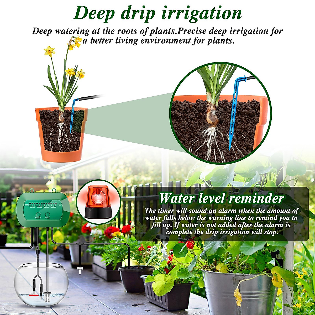 AnseTo Solar Irrigation System for Garden Watering System, 2023 Latest Drip Irrigation Kit for Potted Plants, Supported Automatic Watering System for The Balcony, The Plant Bed and The Green House