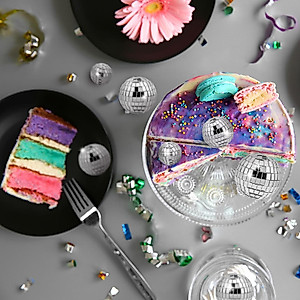 Abeillo 7PCS Disco Ball Cake Topper, Disco Ball Cake Decorations Different Sizes, 70s Disco Themed Dance Party Supplies, Small Disco Balls for Cake Dessert Christmas Party Ornament (Silver)