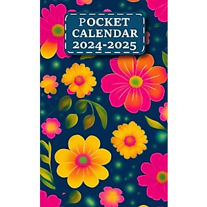 2024-2025 Pocket Calendar For Purse: Floral 2 Year Organizer Agenda Schedule | From January 2024 To December 2025 | with Federal Holidays, To do list, Contact, Birthday & Password Log |