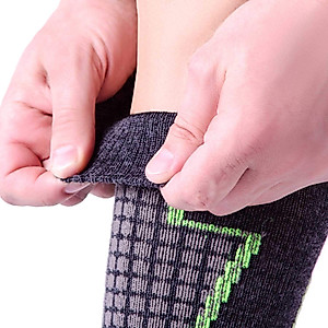 Pure Athlete High Performance Wool Ski Socks - Thermal Warm Merino Wool OTC Sock, Men Women (1 Pair - Black/Grey/Neon Green, Small)