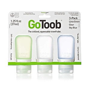 humangear GoToob Refillable Silicone, Clear/Green/Blue, Large (3oz),HG0187