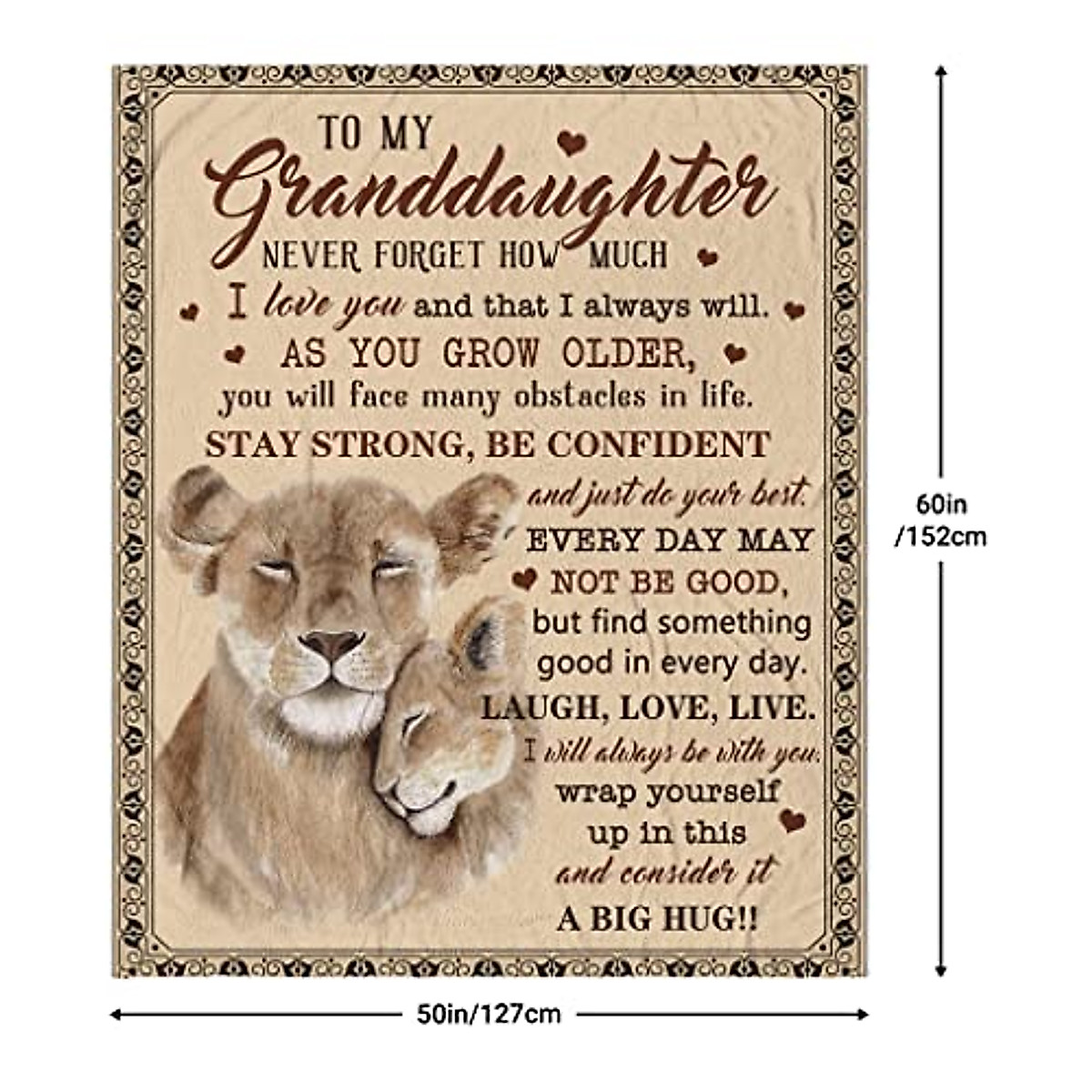 Muxuten Granddaughter Gifts from Grandma, Gifts for Granddaughter Blanket 60"X50", Granddaughter Gifts from Grandpa/Nana, Birthday Gifts for Granddaughter from Grandparents, Best Graduation Gift Ideas