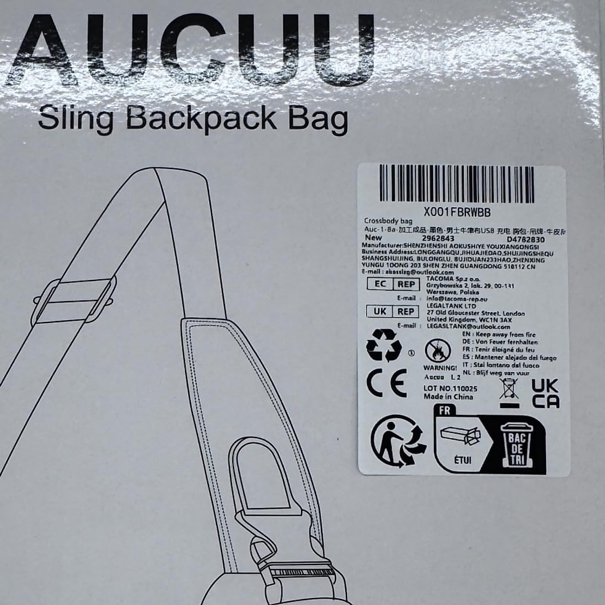 Sling Backpack with USB Charging Port, Chest Bag Crossbody Daypack Shoulder Bag for Men, Hiking, Cycling, Travel