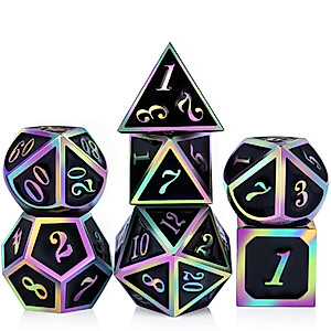 Mental DND Dice Set, D and D Dice Set, Dungeons and Dragons Dice Set with Case, D&D Dice, Dice DND, D4, D6, D8, D10, D12, D20 (Black)
