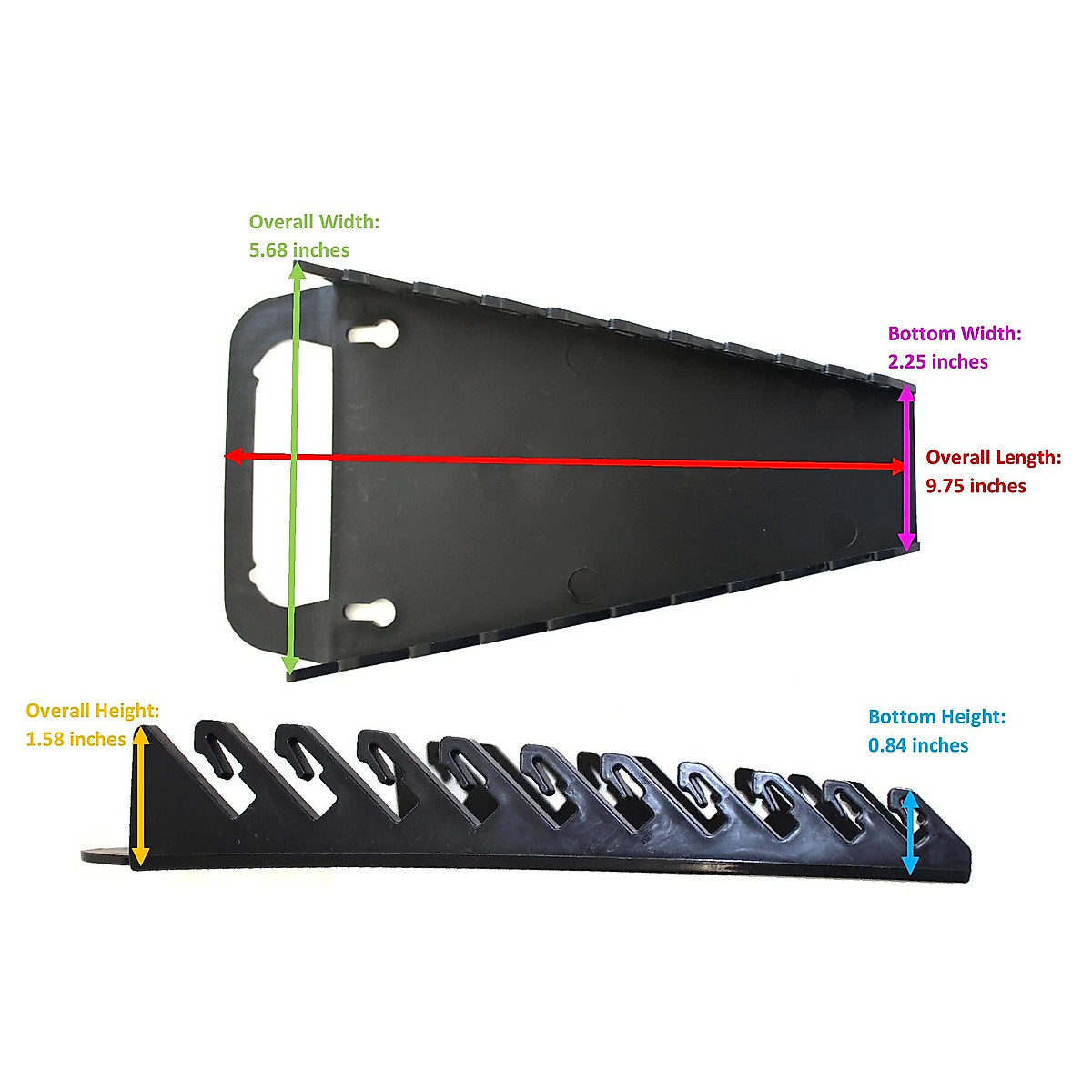 JSP Manufacturing Plastic Portable Gripper 10-Tool Wrench Organizer Tray (1, Black)