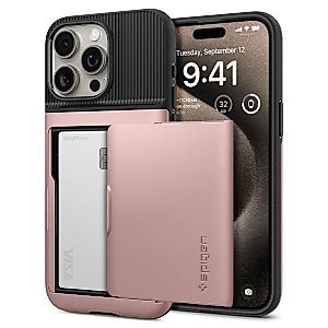 Spigen Slim Armor CS Designed for iPhone 15 Pro Max Case (2023) [Military-Grade Protection] - Rose Gold