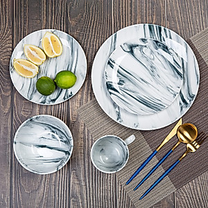 Cutiset Unique Accent Elegant Natural Marbleized 16 Piece Dinnerware Set, Plates and Bowls Sets,Service for 4