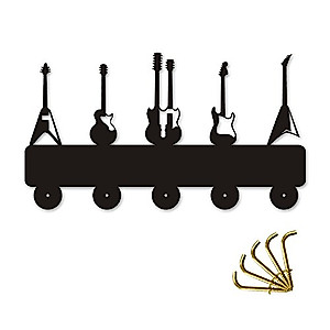 The Geeky Days Guitars Family Design Household Towl Hook Music Instrument Multi-Purpose Wall Coat Bags Clothes Hook Keys Holder Home Decor for Music Lover Gift