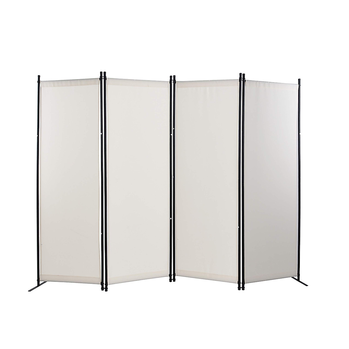 4 Panel Room Divider Privacy Screens Home Office Accents Folding Steel Frame White (White)