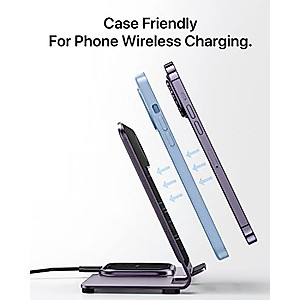 Intoval Charging Station for Apple iPhone/Watch/Airpods, 3 in 1 Wireless Charger for iPhone 14/13/12/11/XS/XR/XS/X/8, iWatch 8/Ultra/7/6/SE/5/4/3/2, Airpods Pro2/Pro1/3/2/1 (Y9,Purple)