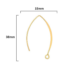 BEADIA 18K Gold Plated Earring Hooks U Shape 15x38mm 20pcs for Jewelry Making Findings