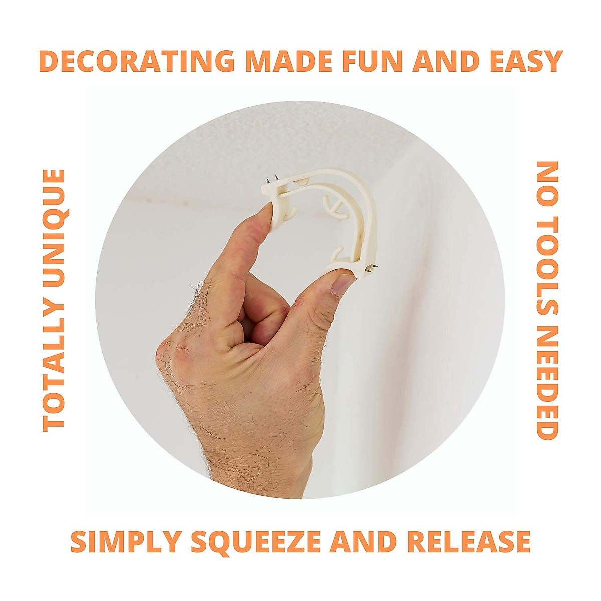Wididi 4-Pack | Easy Up Reusable Multi-Purpose Utility Hooks Hang Decorations, Garlands, String Lights, Posters | Easy to Mount and Remove No Tools | Dorm and Home Office Decor Essentials