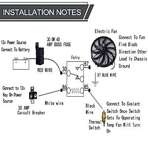 BLACKHORSE-RACING 16" 16 inch Electric Radiator Fan High 3000 + CFM Thermostat Wiring Switch Relay Kit Black