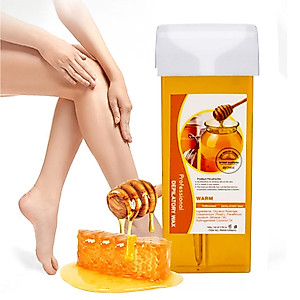 Honey Roll-on wax,Body Hair Removal Wax Cartridge,Depilatory Wax Roller,Roll-On Refillable Depilatory Heater Wax,for Normal & Sensive Skin, Body,Legs Self Waxing,for Professional or Home