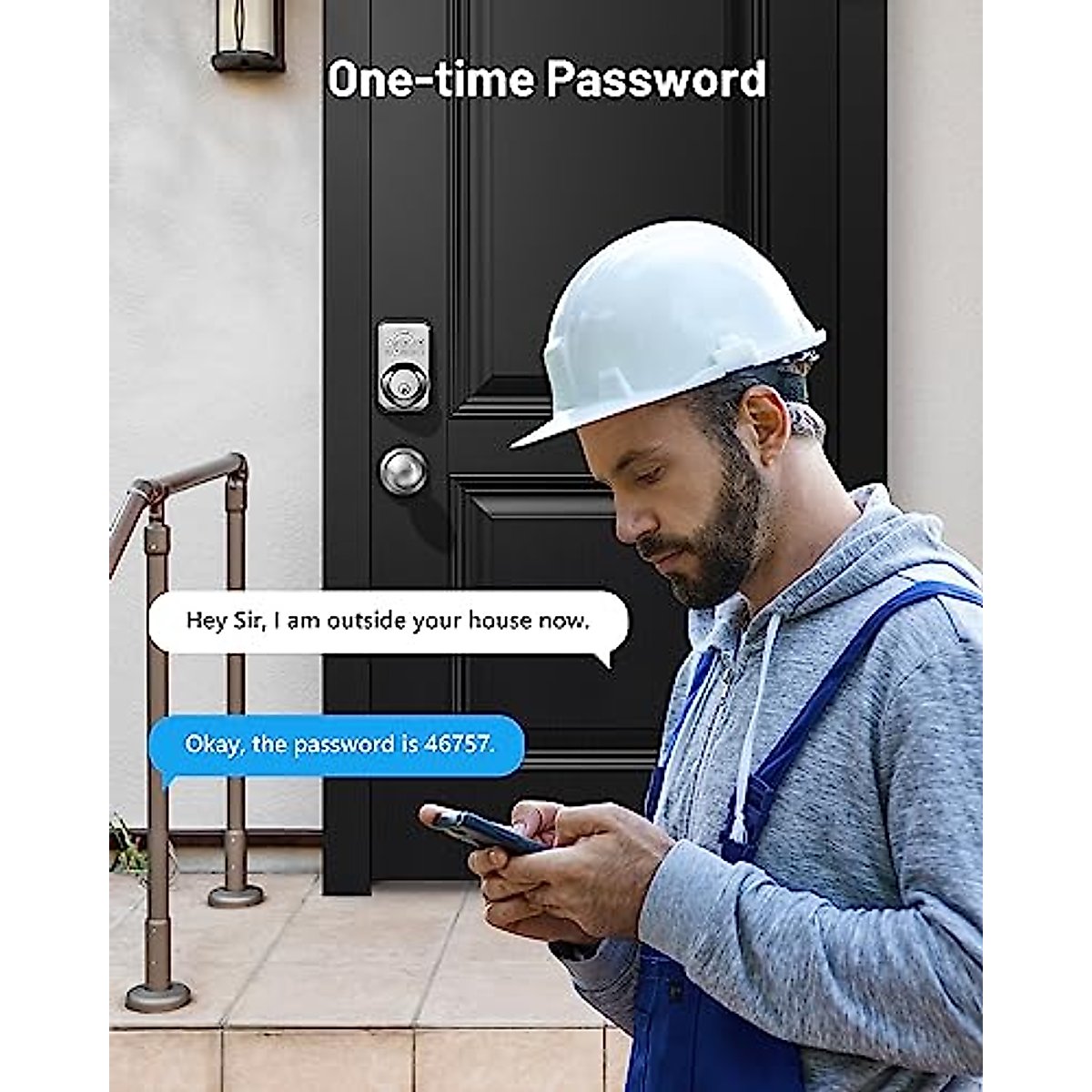 Keyless Entry Door Lock with 2 Knobs, Zowill DK01K Keypad Door Lock with Handle, Front Door Lock Set, Auto Lock, One-Touch Lock, One Time Code, IP54 Waterproof, Easy Installation - Satin Nickel