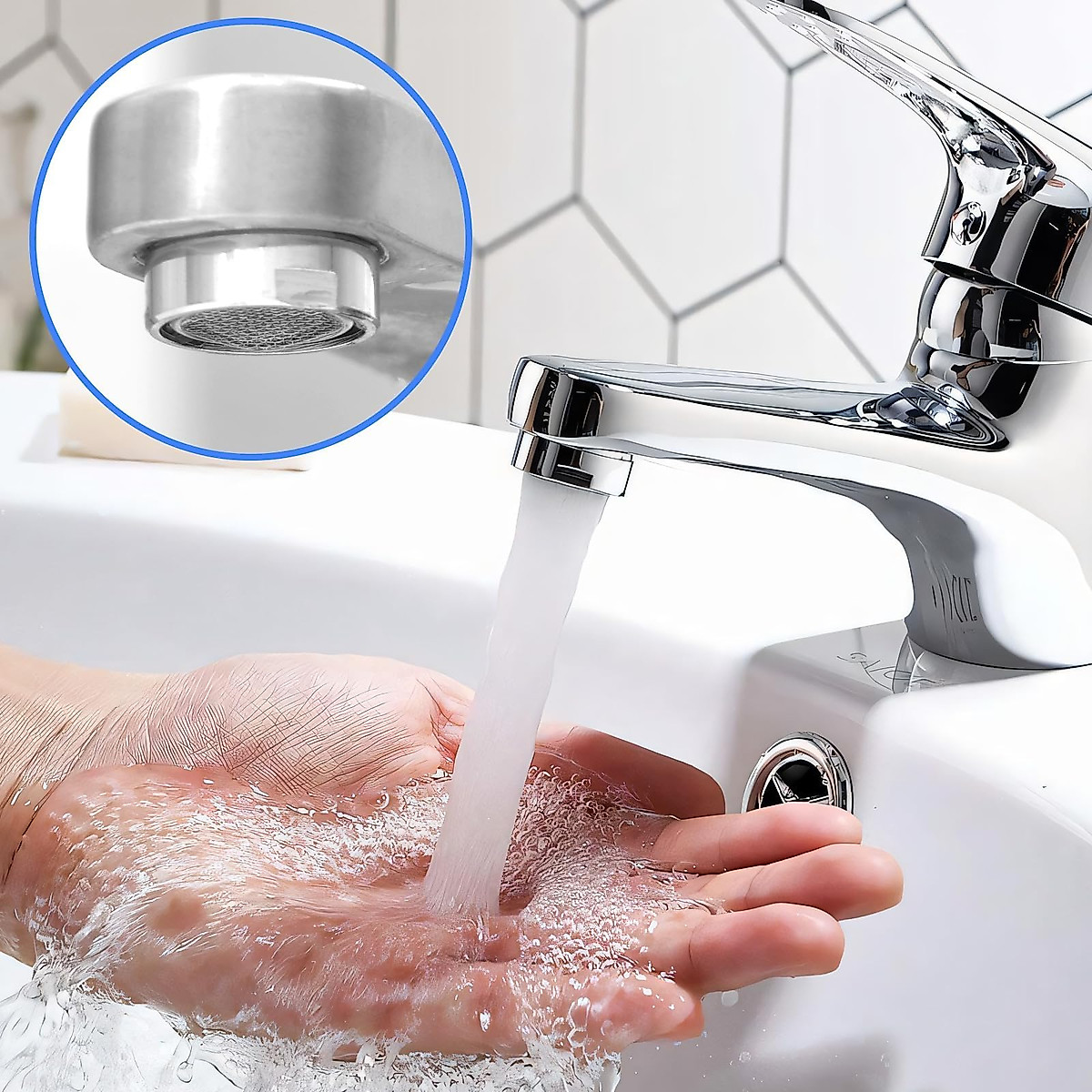 Stainless Steel Kitchen Faucet Aerator, 4 PCS Faucet Aerator, Bathroom Faucets Aerators Replacement Parts with 4 PCS Gasket, High Flow Faucets Aerators Sink Aerator for Kitchen Bathroom